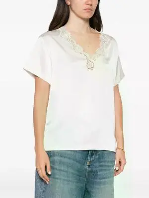 ERMANNO FIRENZE Lace-trim V-neck Top