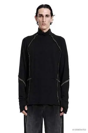ANDREA YA AQOV Turtleneck Raw Cut - Black