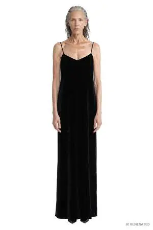 ANDREA YA AQOV Velvet Slip Long Dress