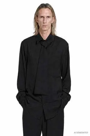 Yohji Yamamoto Scarf Collar Blouse - Black