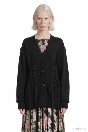Simone Rocha Merino Sculpted Corset Cardigan