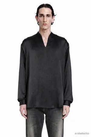 Giorgio Armani Hammered Silk Satin Shirt - Black