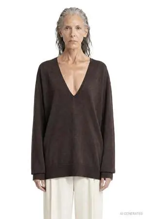 TOTEME Fine V-neck Sweater - Brown