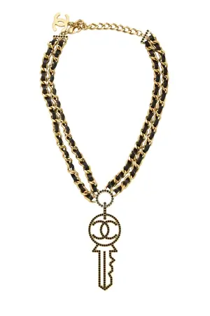 Chanel Gold 'cc' Key Pendant Necklace - Black