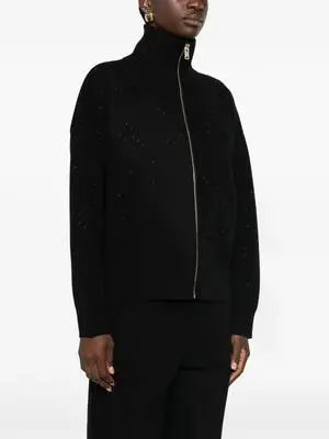 Sandro Rhinestone-embellished Zip-fastening Cardigan
