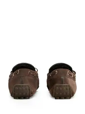 TOD'S Shearling-lined Suede Loafers - Brown