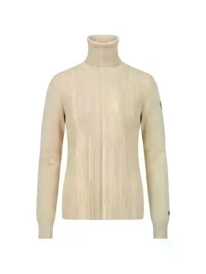 Moncler Ribbed-knit Logo-patch Sweater - Neutrals