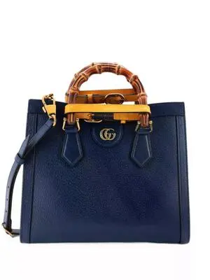 Gucci Diana Nm Bamboo Handle Leather Small Tote Bag - Blue