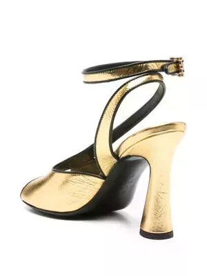 Etro Cracked-effect Metallic Sandals