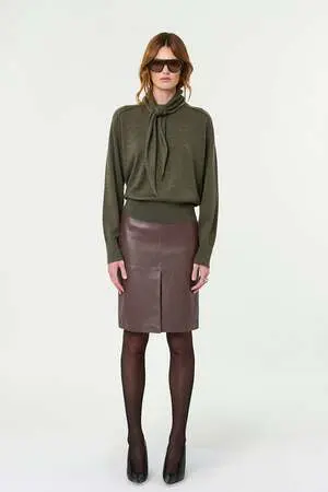 NICHOLAS Veda Tie Neck Sweater - Olive