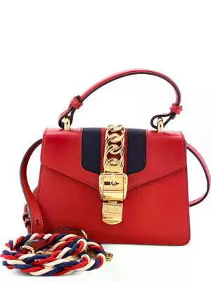Gucci Sylvie Top Handle Bag Leather Mini Satchel - Red