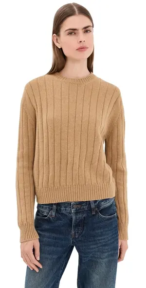 Daughter The Rooney Rib Crewneck Pullover - Camel