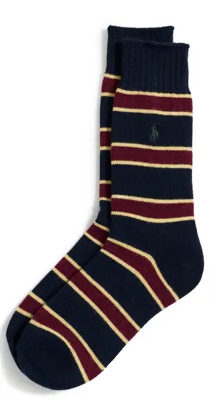 Polo Ralph Lauren Wool Blend Stripe Boot Socks - Navy