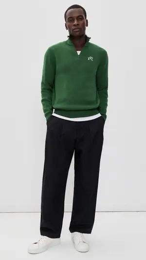 MALBON Sorrel Zip Sweater - Forest
