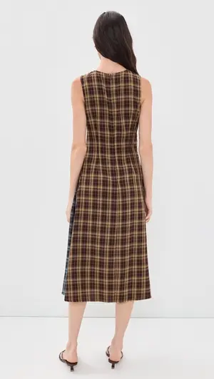 ANOTHER GIRL Contrast Check Panel Midaxi Dress