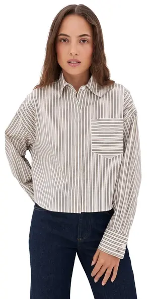 Rag & Bone Marin Cropped Stripe Shirt - Tanst