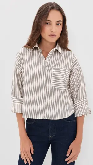 Rag & Bone Marin Cropped Stripe Shirt