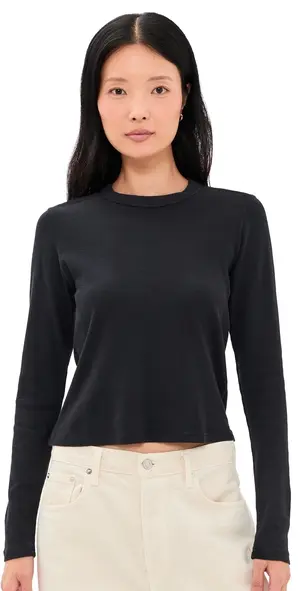 MOTHER The Itty Bitty Crop Tee - Black