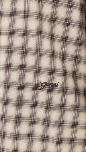 GANNI Light Check Flannel Pleated Sleeve Shirt
