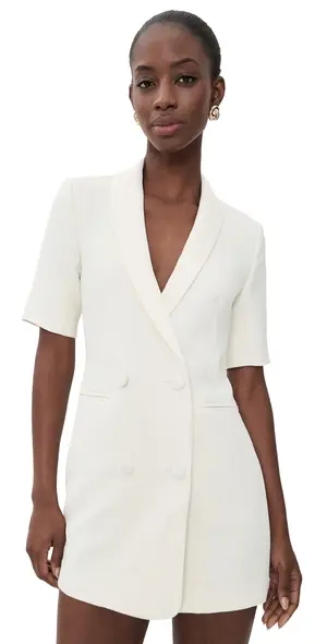 FLEUR DU MAL Short Sleeve Blazer Dress - Ivory