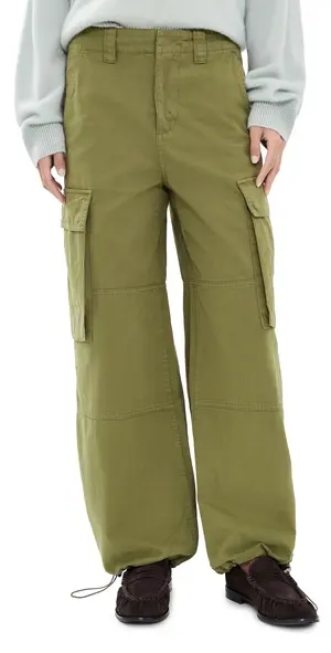 PISTOLA Petra Drawstring Harem Cargo Pants - Deep Moss