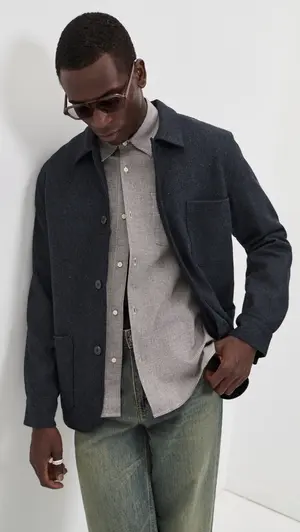 Portuguese Flannel Labura Herringbone Wool Shacket