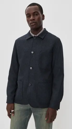 Portuguese Flannel Labura Herringbone Wool Shacket