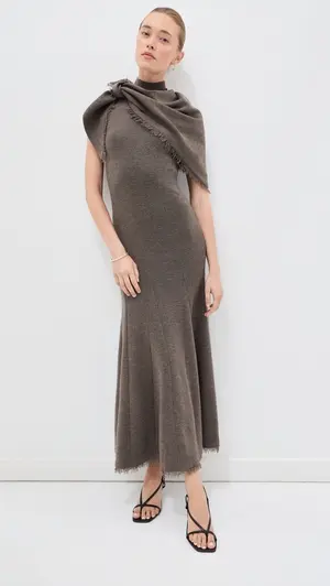 Monse Fringe Hem Sleeveless Wool Dress