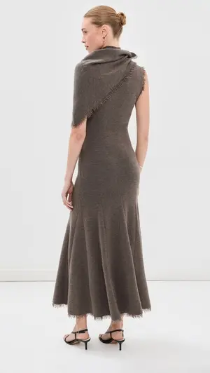 Monse Fringe Hem Sleeveless Wool Dress