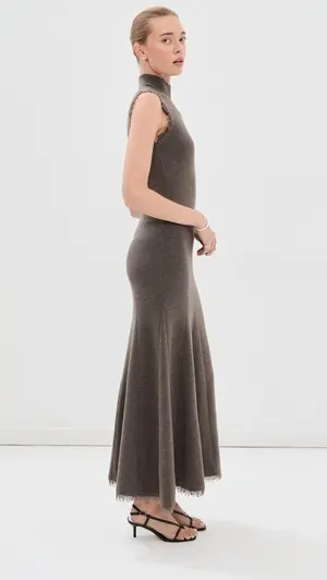 Monse Fringe Hem Sleeveless Wool Dress