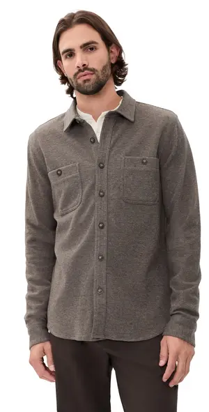 Marine Layer Pacifica Stretch Twill Overshirt - Brown