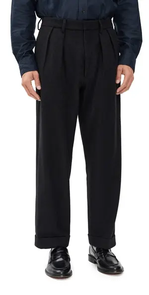 Polo Ralph Lauren Flannel Blend Relaxed Suffield Pleated Pants - Dark Grey