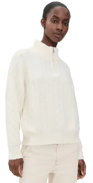 WAYF West Quarter Zip Sweater - Ivory