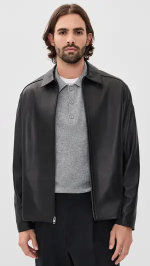 Vince Leather Zip Up Jacket
