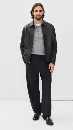 Vince Leather Zip Up Jacket