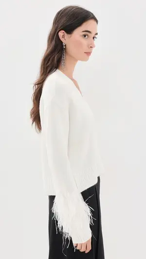 Cinq À Sept Brianne Feather V Neck Pullover