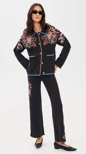 NEVER FULLY DRESSED Paisley Wide Leg Pants