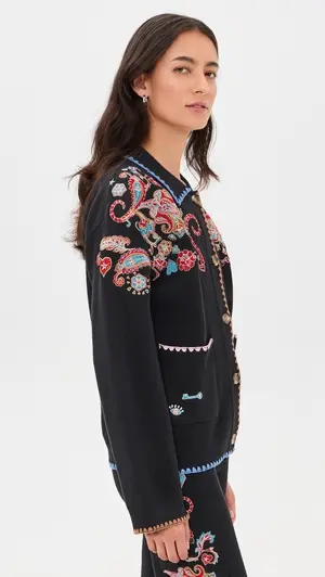 NEVER FULLY DRESSED Embroidered Paisley Cardigan