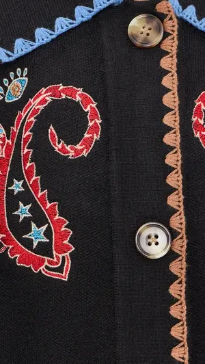NEVER FULLY DRESSED Embroidered Paisley Cardigan