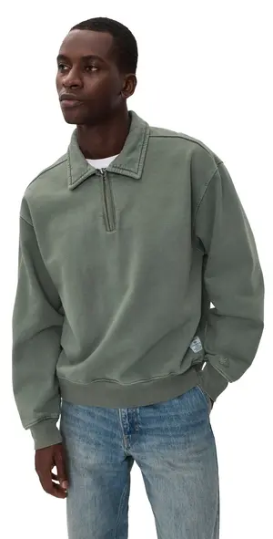 Alpha Industries Washed Essential 1/4 Zip Relaxed Fit Sweatshirt