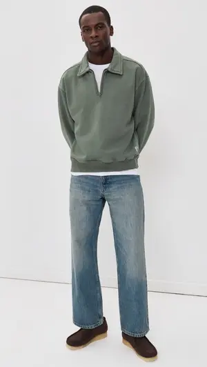 Alpha Industries Washed Essential 1/4 Zip Relaxed Fit Sweatshirt