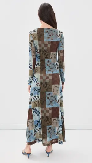 ANOTHER GIRL Patchwork Print Mesh Maxi Dress