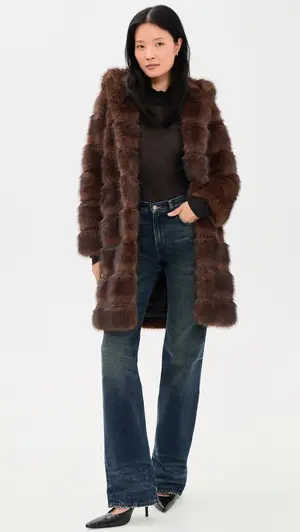 Apparis Marais Mink Hooded Coat