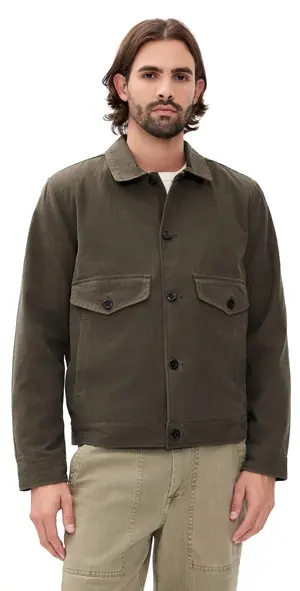 Marine Layer Waxed Trucker Jacket - Olive