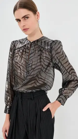 Isabel Marant Étoile Farali Gathered Silk Blouse