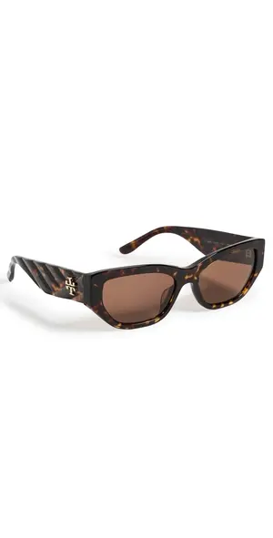 Tory Burch Oval Sunglasses - Dark Tortoise