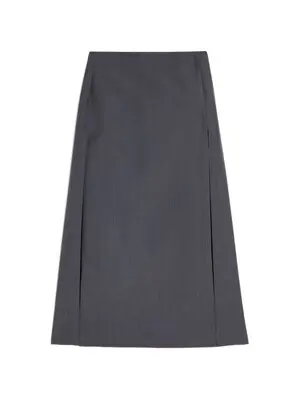 JIL SANDER Wool Long Skirt - Grey