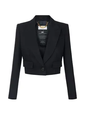 Elisabetta Franchi Wool Single-breasted Jacket By - Black