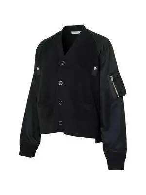 Sacai Panelled Knit Cardigan - Black