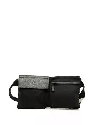 Gucci 2000-2015 Gg Canvas Double Pocket Belt Bag - Black
